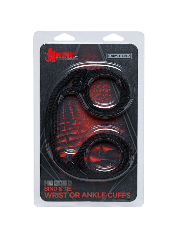Kink Hogtied Bind And Tie 6mm Hemp Wrist Or Ankle Cuffs Black