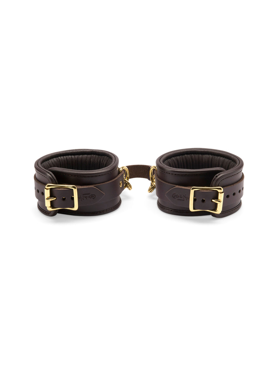 Coco de Mer Leather Ankle Cuffs Brown